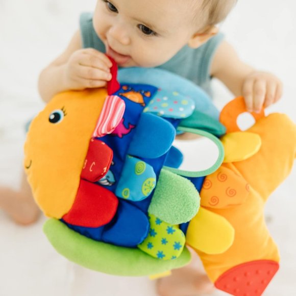 Toys | Baby Orange Soft Flip Tummy Time Sensory Fish Toy With Taggies ...